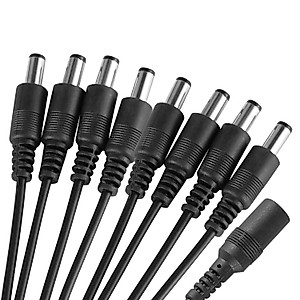 ZOSI DC 1 Female to 8 Male Output Power Splitter Cable Y Adapter For CCTV Accessories Black