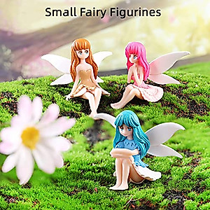 LONCESS Miniature Fairy Garden Accessories, Small Fairy Figurines for Fairy Garden, Flower Pot, Home Decoration, Birthday Cake Topper, Girl Fly Wing Figurines for Car Decor, 4 Pieces