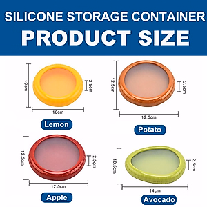 Silicone Fruit Storage Box, 4PC Reusable Storage Containers for Tomatoes, Avocados, Onions, Lemons, and Potatoes, Fruit and Vegetable Storage Box to Keep Fresh