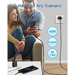 45W Samsung Charger 2 Pack Super Fast Charger Type C for Samsung Galaxy S23 Ultra Charger S22 Ultra, S23/S23+/S22/S22+/S21,Z Fold 4/Z Flip 4,Galaxy Tab S8/S8+/S7/S7+,PPS Wall Charger with 6ft Cable