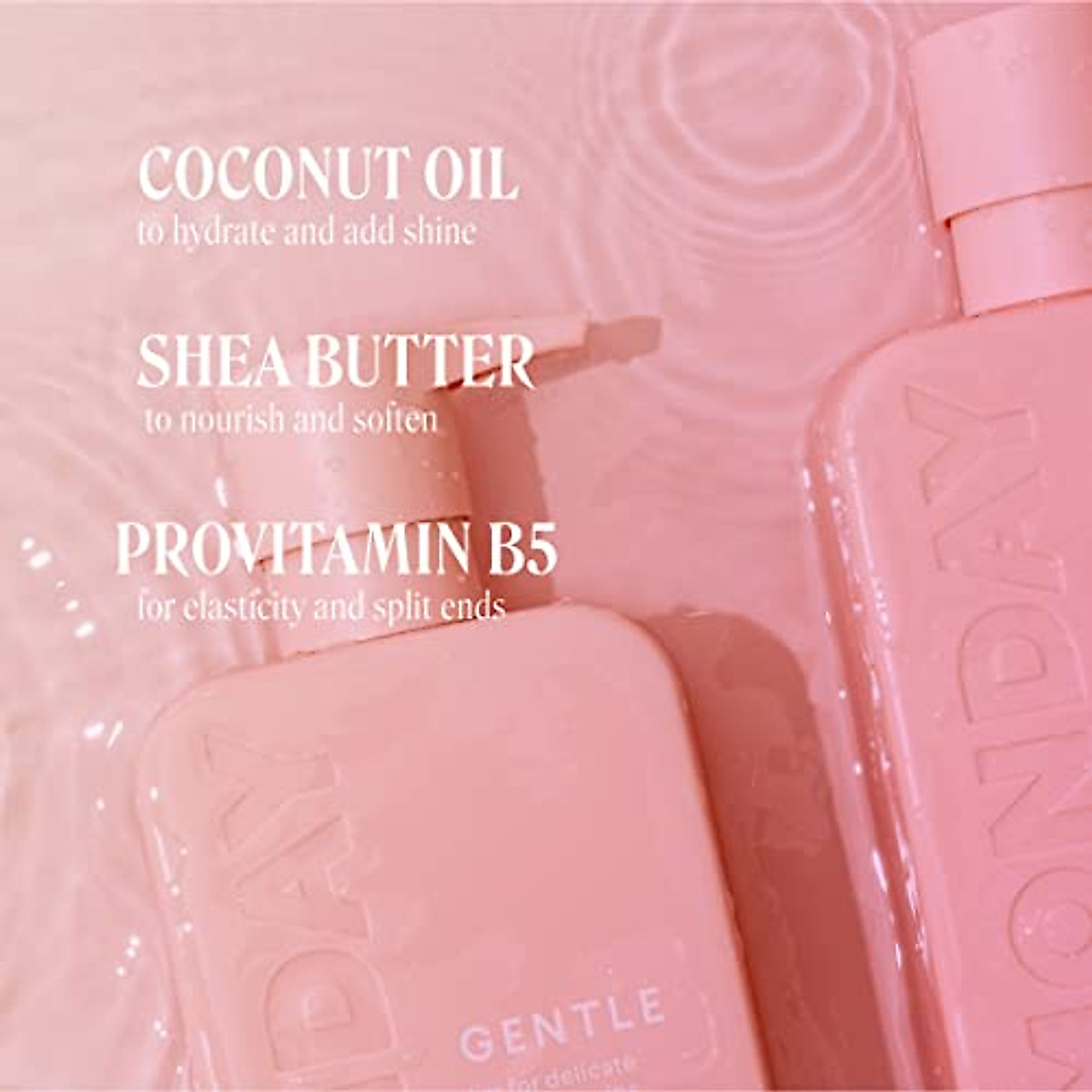 MONDAY HAIRCARE Gentle Conditioner 12oz for Normal to Delicate Hair Types, Made from Coconut Oil, Rice Protein, & Vitamin E, 100% Recyclable Bottles (350ml), Pink (10435)