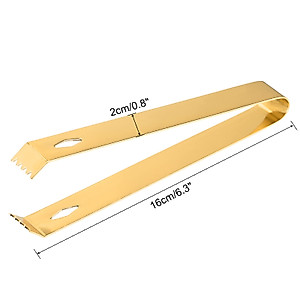 HARFINGTON Stainless Steel Ice Tong, 6.3" x 0.8" Mini Serving Tongs Sugar Tongs for Ice Bucket Cube Sugar Cube Bar Coffee Bar Kitchen, Gold