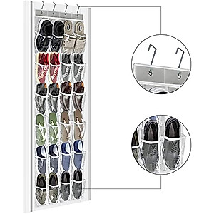 ZCX Over The Door Closet Shoe Holders with Clear Pockets, Breathable Non-Woven Fabric Hanging Closets, Hanging Shoe Organizer for Bedroom Closet Bathroom Kitchen Doors (Black) Shoe Racks