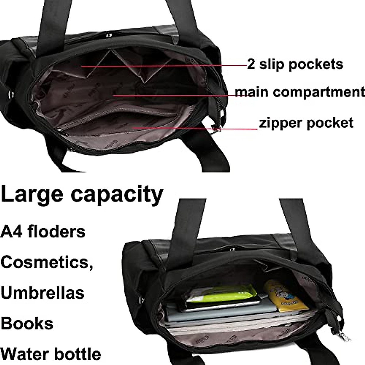 JIANLINST Women Tote Shoulder Handbag Water resistant Nylon Hobo Purse Multi Pocket Top Handle Shopper Shoulder Bag Green-1