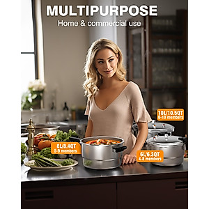WantJoin 8Qt Aluminum Pressure Cooker w/Release Valve & Multiple Protective Devices,Pressure Canner Compatible with Gas & Induction Cooker,Canner Rack Included