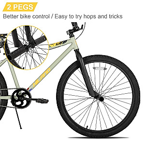 HH HILAND 24 26 inch BMX Bike for for Teen Bike and Adult Bikes, Beginner-Level BMX to Advanced Riders with 2 Pegs, Bicycles for Men and Women, Multiple Colors