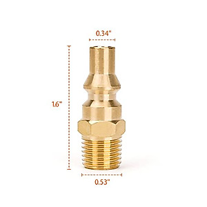 Stanbroil Propane Brass Quick Connect Fitting Adapter- Full Flow Male Plug x 1/4" Male NPT for RV Portable BBQ