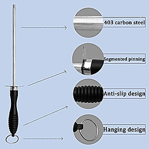 LiXiongBao Kitchen Honing Knife Sharpening Steel Sharpening Rod 10.24 Inch Knife Sharpeners Stick Professional Knife Sharpener Tools for Home Kitchen Restaurant Hotel