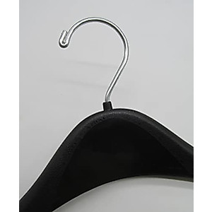NAHANCO H19RH 19" Concave Plastic Suit Hanger with Round Hook (Pack of 100), Black