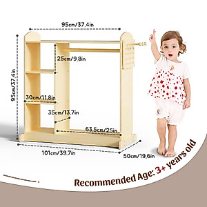 Avrlp Kids Dress up Storage Kids Costume Closet Kids Dress Up Wardrobe Open Hanging Armoire Closet for Toddler Costume Dresser Organizer Center with 3 Hooks Kids Closet Wardrobe for Girls & Boys