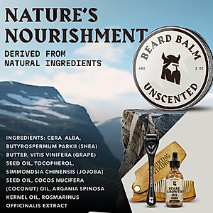 Striking Viking Beard Balm for Men - Unscented Leave-In Conditioner & Styling Balm with Naturally Derived Beard Butter, Argan & Jojoba Oils, 2 Ounce (Pack of 1)
