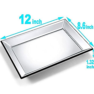Meetart Rectangle30x21cmVanity Organizer Decorative Mirror Tray Vanity Tray Markup Jewelry Tray Silver Tray for Home Decor