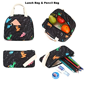 Dinosaur Girls School Backpack for Kids Teens, Elementary Middle School Backpacks Bookbag Set with Lunch Bag Pencil Case
