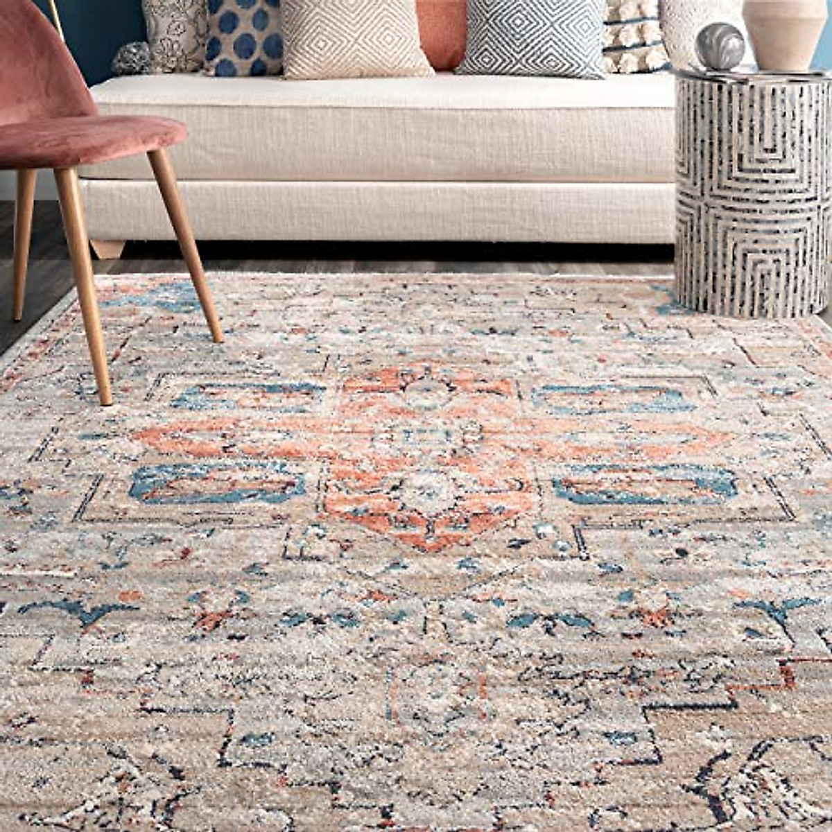 nuLOOM Janessa Croix Medallion Area Rug, 4x6, Beige