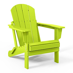 WestinTrends Malibu 2-Piece Set Outdoor Folding Poly Adirondack Chair, Lime