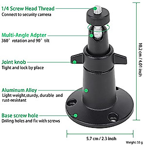 UYODM 2 Pack Wall Mount Holder for SimpliSafe Outdoor Security Camera, 360°Rotation Security Bracket with 1/4 Screw Thread, Camera Not Included (Black)