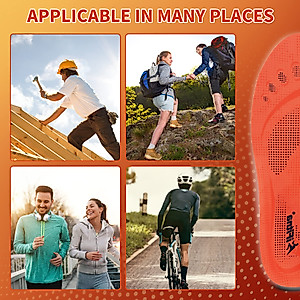 STSVZORR High Arch Support Insert Plantar Fasciitis Flat Foot Orthopedic Pain Relief Insole Men Women Standing All Day,Size US-12,length-30.5cm,Bright Orange
