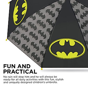 DC Comics Boys Kids Umbrella and Poncho Raincoat Set, Batman & Superman Rain Wear for Toddler 2-3 or Kids 4-7