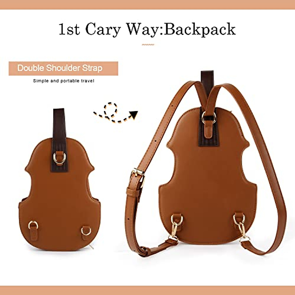 Oweisong Women Music Tote Bag Violin Purse Backpack Novelty Leather Piano Shoulder Crossbody Bag Handle Handbag for Ladies