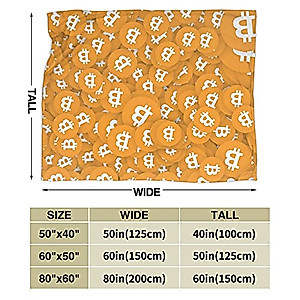 Throw Blanket Bitcoin Ultra-Soft Micro Fleece Blanket for Couch Sofa Bed Living Room 50"X40"