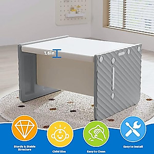 hoopyosms Kids' Table and 2 Chairs Set - Versatile Activity Table for Toddlers Children Learning, Play, Arts, Crafts and Creativity - Children's Furniture for Home, Grey