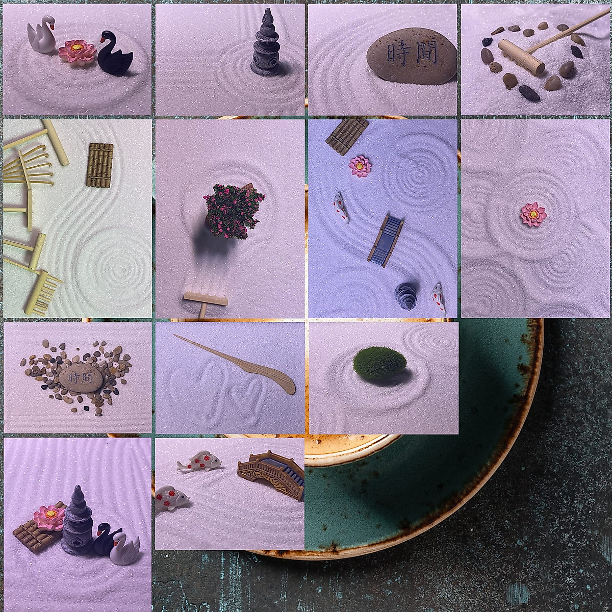 Ostranenie The Life Zen Garden Time, 11.8x8 inch Mini Zen Garden for Desk with Large Tray, 6-Rake Tool Set, and More Accessories for Relaxing Fidgeting, Enchanting Japanese Room Decor