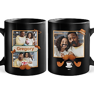 Black Ceramic Coffee Mug Photo Mugs Personalized Picture Custom Name Birthday Gifts For Fathers Day Men Dad Grandpa Husband Drinking Tea Cups Table Desk Accessories 11 and 15 Oz