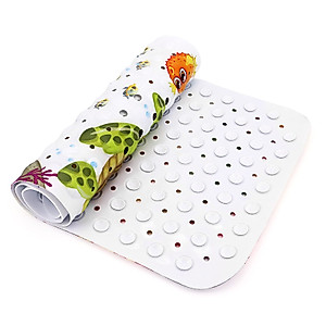 Bath Mat for Kids Toddler Baby, Extra Long 40 x 16 inch Non-Slip Baby Shower Bath Mat with Suction Cups (Ocean Animal-Vertical)