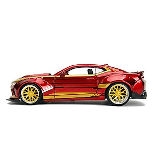 Jada Toys Marvel Iron Man & 2016 Chevy Camaro Die-cast Car, 1:24 Scale Vehicle &2.75 Collectible Metal Figurine Red