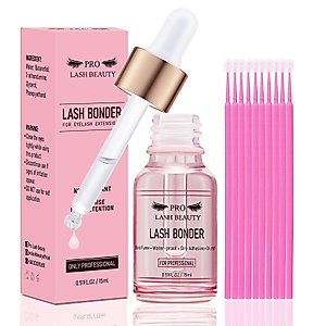 PRO Lash Bonder for Eyelash Extensions Super Bonder Glue Accelerator with 10Pcs Cotton Swab Lash Extension Sealant Longer Retention Waterproof Oil-Proof Special Dropper Design for Dose Control 15ml