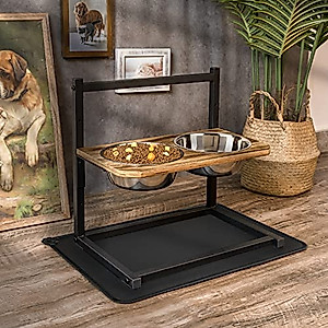 Emfogo Dog Bowls Elevated Dog Bowls Stand Adjustable Elevated 3 Heights5in 9in 13in with Spill Proof Mat Raised Dog Bowl for Large Dogs 16.5x16 inch