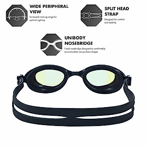 TYR Adult Special Ops 2.0 Mirrored Swim Goggles, Gold/Navy