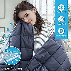 yescool Cooling Weighted Blankets, Soft Heavy Blankets for Adults and Teens Sleeping, Cool Breathable Blanket for All Season with Premium Glass Bead, Washable, Grey (Grey, 60x80-20lbs)