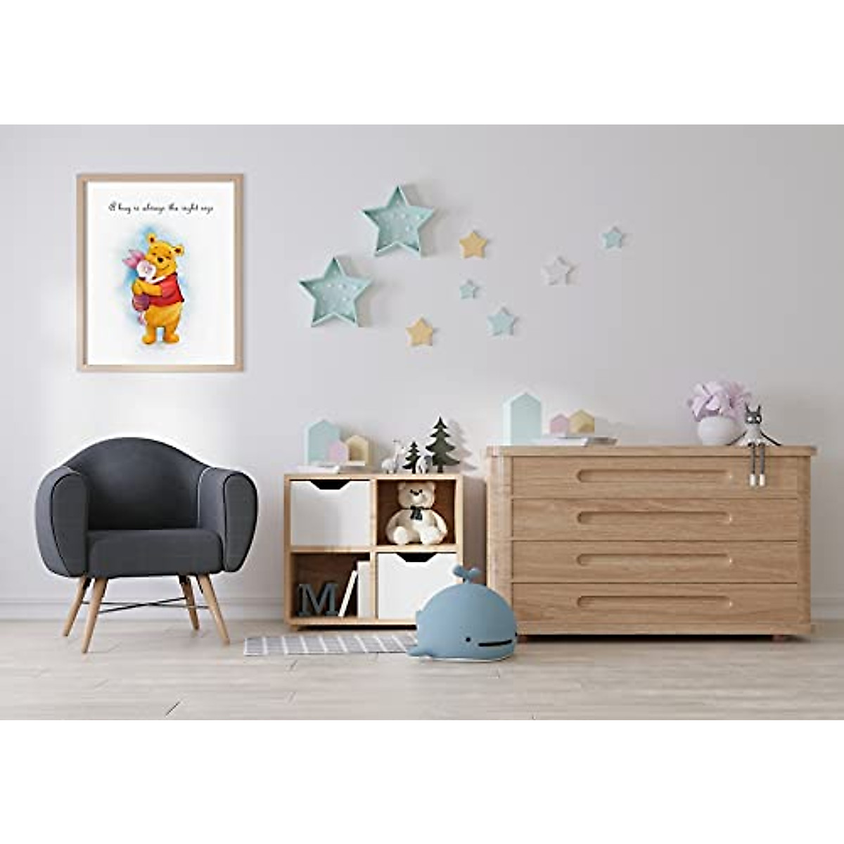 TinyMollo Winnie the Pooh Wall Decor – Unframed Set of 6 Prints, 8x10 Inch, Hand Painted Nursery Wall Decor for Boys and Girls, Kids, Baby’s Nursery Decor Playroom Classic Pooh Bear Friends Piglet