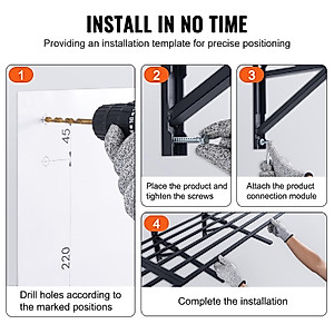 VEVOR Garage Shelving Wall Mounted, 2 x 6 ft Heavy Duty Garage Wall Shelves, 1600 lbs Load Capacity Garage Storage Rack Floating Shelves, 2 Pack, Suitable for Shop, Shed, Garage Storage, Black