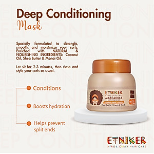 ETNIKER Deep Conditioning Mask for Afro-Curly, Wavy hair | Detangle, Soften & Moisturize | Coconut Oil, Shea Butter, Monoi Oil | Free from Salt, Sulfates, Parabens by Lmar | 10.5oz"