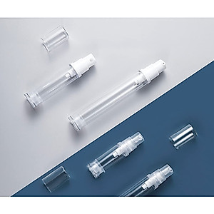 erioctry 12Pcs 10ML Empty Refillable Cosmetic Containers Cream Lotion Bottles Portable Clear Plastic Airless Vacuum Pump Bottle Sample Packing Toiletries Liquid Storage Vial Jars