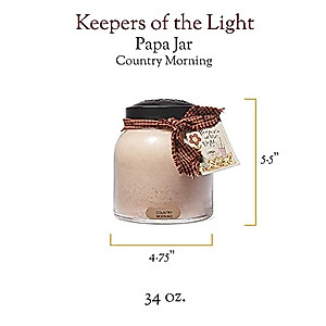 A Cheerful Giver — Country Morning - 34oz Papa Scented Candle Jar with Lid - Keepers of the Light - 155 Hours of Burn Time, Gift for Women, Brown