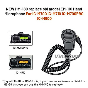 Vineyuan HM-180 8pin Mic Replace EM-48/HS-50/EM101 for ICOM IC-M700 IC-M710 IC-M700 PRO IC-M600 Ham Radio