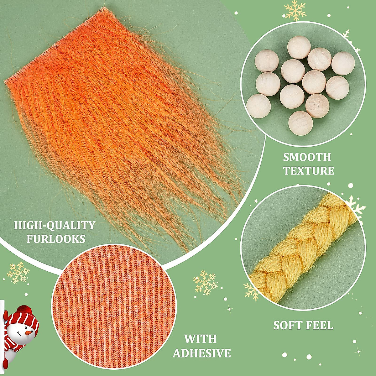 GORGECRAFT 14 Pieces Gnome Beard Faux Fur Gnome Beards Cotton Pigtail Dwarf Beard Kit Faux Fur Beard Hair Set for DIY Handmade Sewing Craft Easter Christmas Party Supplies, 2 Colors