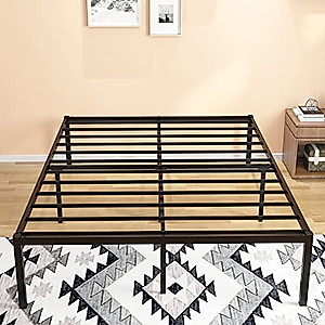 Weehom King Bed Frame 14 Inch Metal Platform Bed Frames No Box Spring Needed, Mattress Foundation, Heavy Duty Steel Slat Support, Large Underbed Storage Space, Easy Assembly, Black