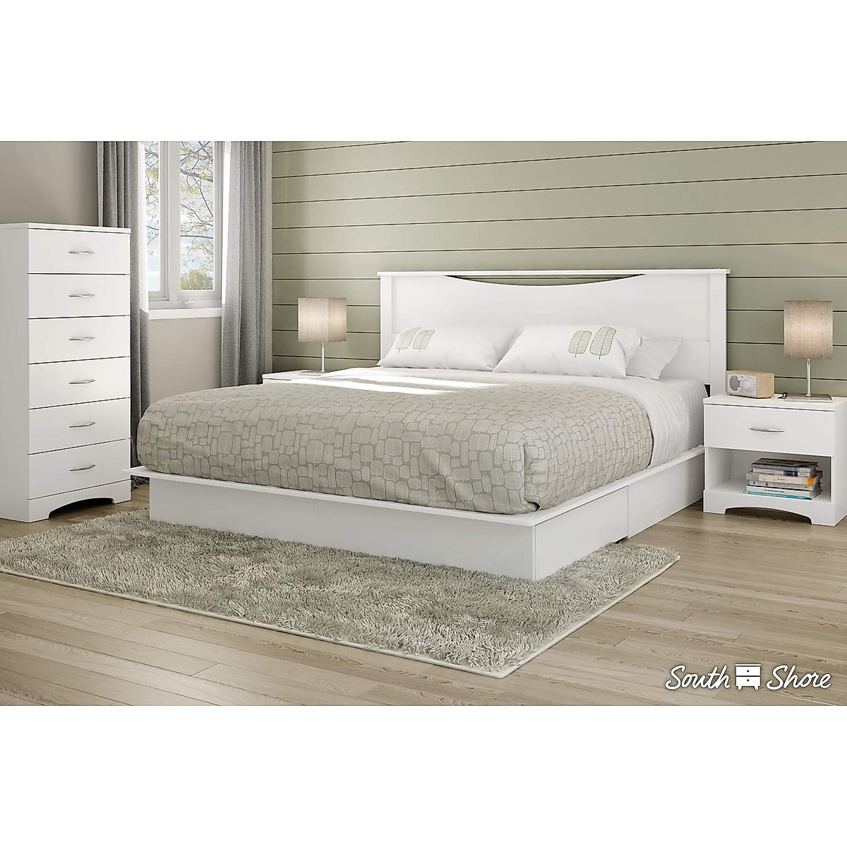 South Shore Step One Headboard, Full/Queen 54/60-Inch, Pure Black