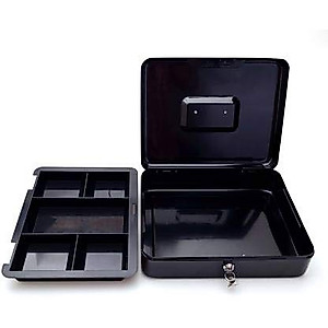 SentrySafe Cash Box with Money Tray and Key Lock, Locking Steel Cash Box, 0.21 Cubic Feet, 3.7 x 11.8 x 9.3 Inches, CB-12