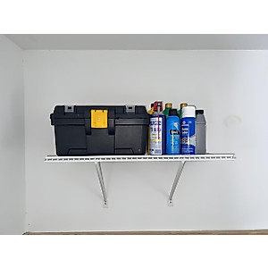 Generic 2 pc White Wall Shelf Inexpensive Heavy-Duty Steel with an Anti-Rust Coat with All Hardware, Pantry Wall Shelves, Garage Wall Shelves, Wall Mounted Shelf for Storage, Laundry Room Shelf