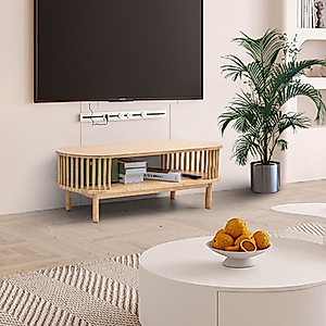 APRTAT Bamboo TV Stands for Living Room, 44 inch TV Console Entertainment Center with Storage, Television TV Stands for Bedroom, Small Wood TV Stand TV Table for Living Room, 44 x 15 x14 inches.