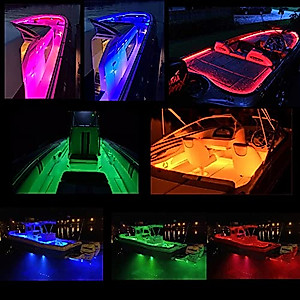 ROLiGHTiC 25FT LED Boat Lights, 12V APP RF Remote Control Pontoon Boat Lights, IP66 Waterproof RGB Marine Strip Lights, Boat Interior Light, Boat Deck Light for Bass Boat, Fishing Boat, Yacht