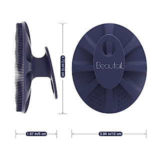 BEAUTAIL Silicone Body Scrubber Shower Bath Wash Brush Gentle Exfoliating Scrub Cleansing Loofah for Women Men Baby Sensitive Skin, Easy to Clean, Lather Nicely, More Hygienic, 1 Pack, Blue