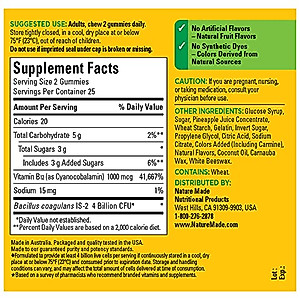 Nature Made Digestive Probiotics and Energy B12 Gummies, Dietary Supplement for Digestive Health Support, 50 Probiotic Gummies, 25 Day Supply