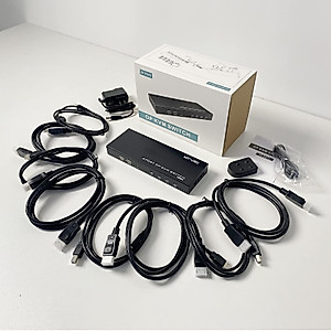 MT-VIKI KVM Switch DisplayPort 4 Port,4K@60Hz DP KVM Switch RGB 4:4:4 for 4 Computers Sharing 1 Monitor&Keyboard&Mouse, Support Hotkey/Button Switching, Include Cable