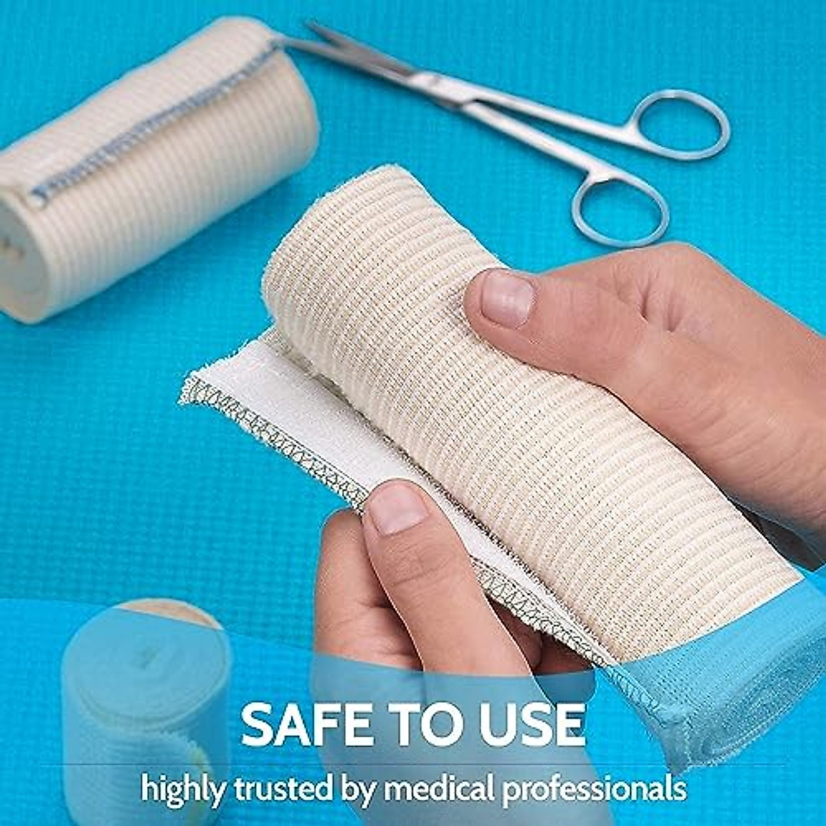 Hook and Loop Closure Elastic Bandage Wraps - Premium Variety Pack of 8, 2 3 4 6 inch x 5 Yards per Roll - Latex Free Reusable Compression Stretch Roll for First Aid, Medical, & Sports Injury Recovery